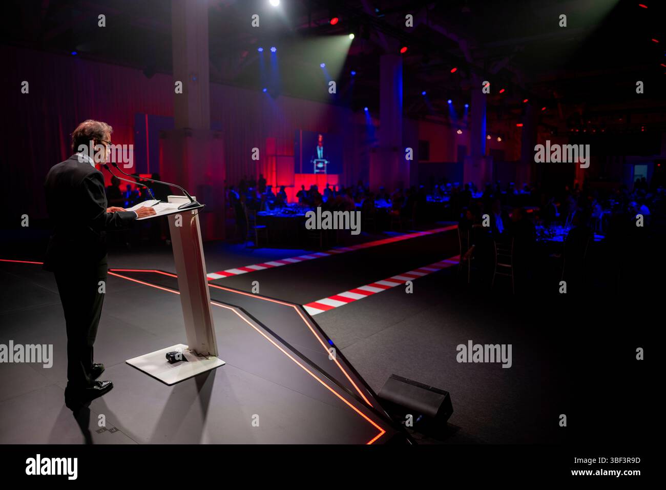 Fira's president, Pau Relat, speaks during the F1 gala dinner at the ...