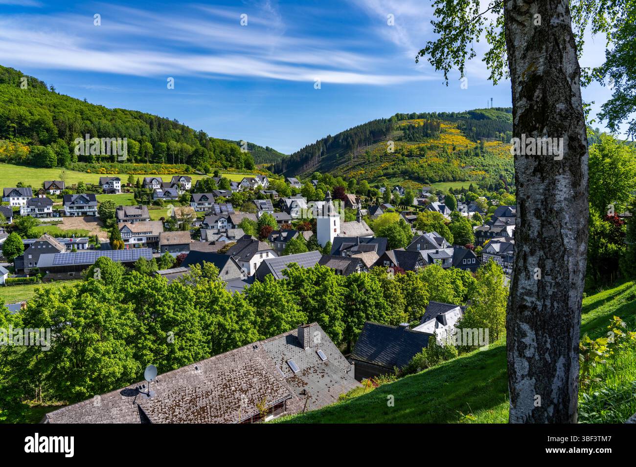 The town of Oberkirchen, a district of Schmallenberg, in the ...