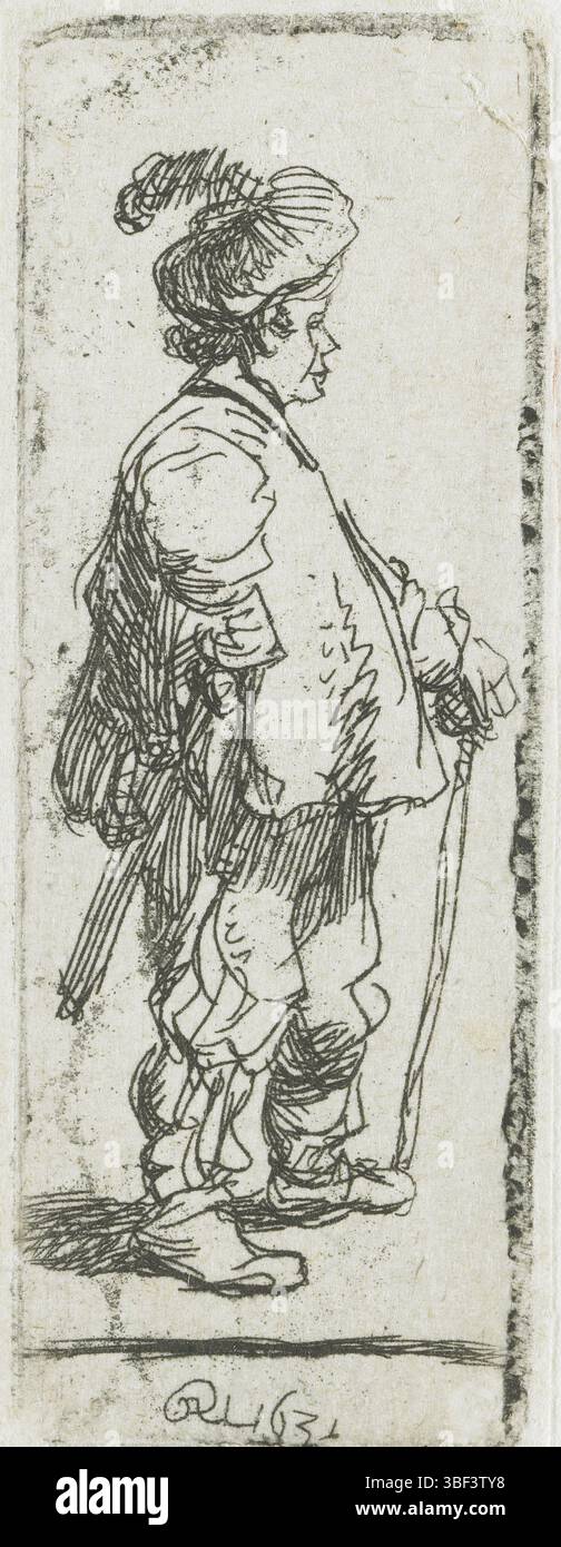 Rhine, Rembrandt van, Rhine, A Pool, leaning on his stick: to the right ...