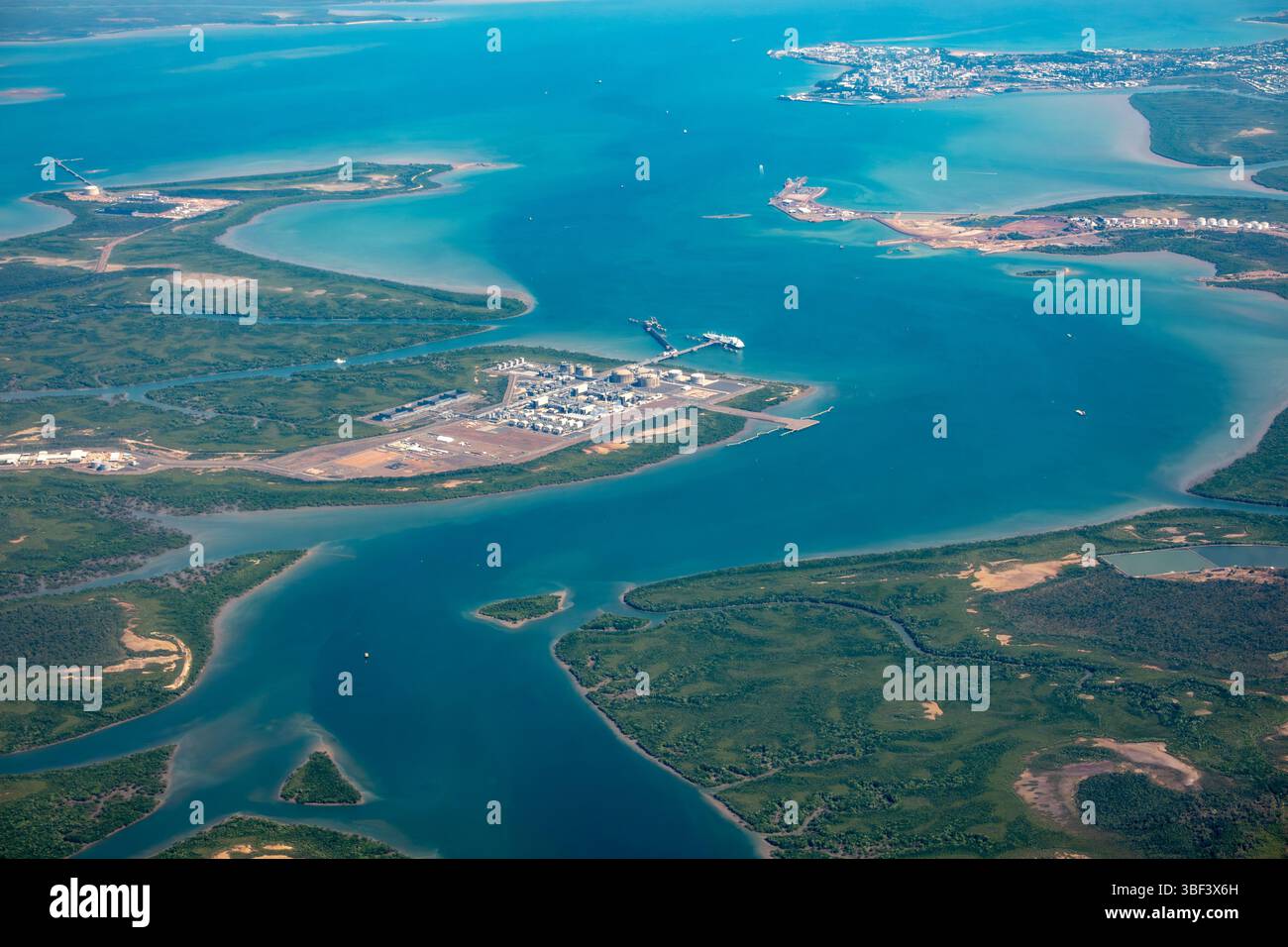 Darwin Australia -May 10 2025; Aerial city shots leaving Darwin to fly ...