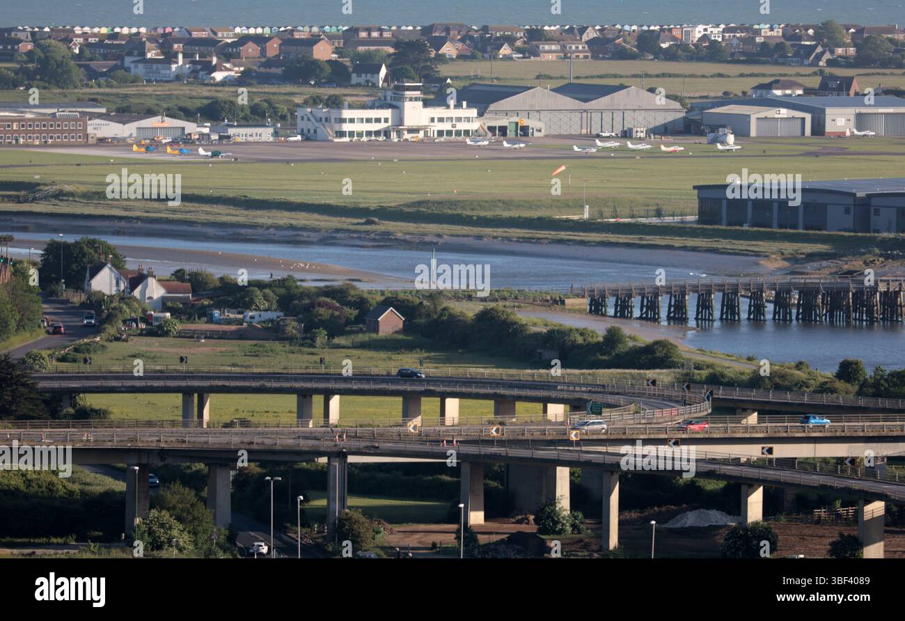 A view of the A27 road the wooden footbridge, Brighton City Airport the ...