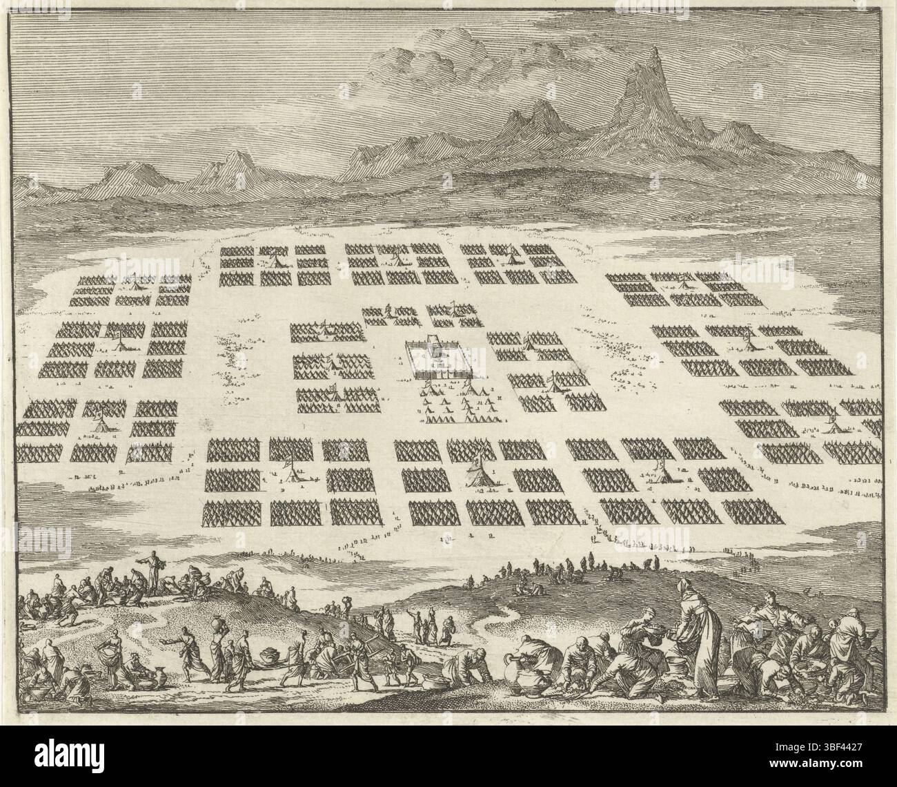 Luyken, Jan, Tentenkampen of the twelve tribes of Israel arranged ...