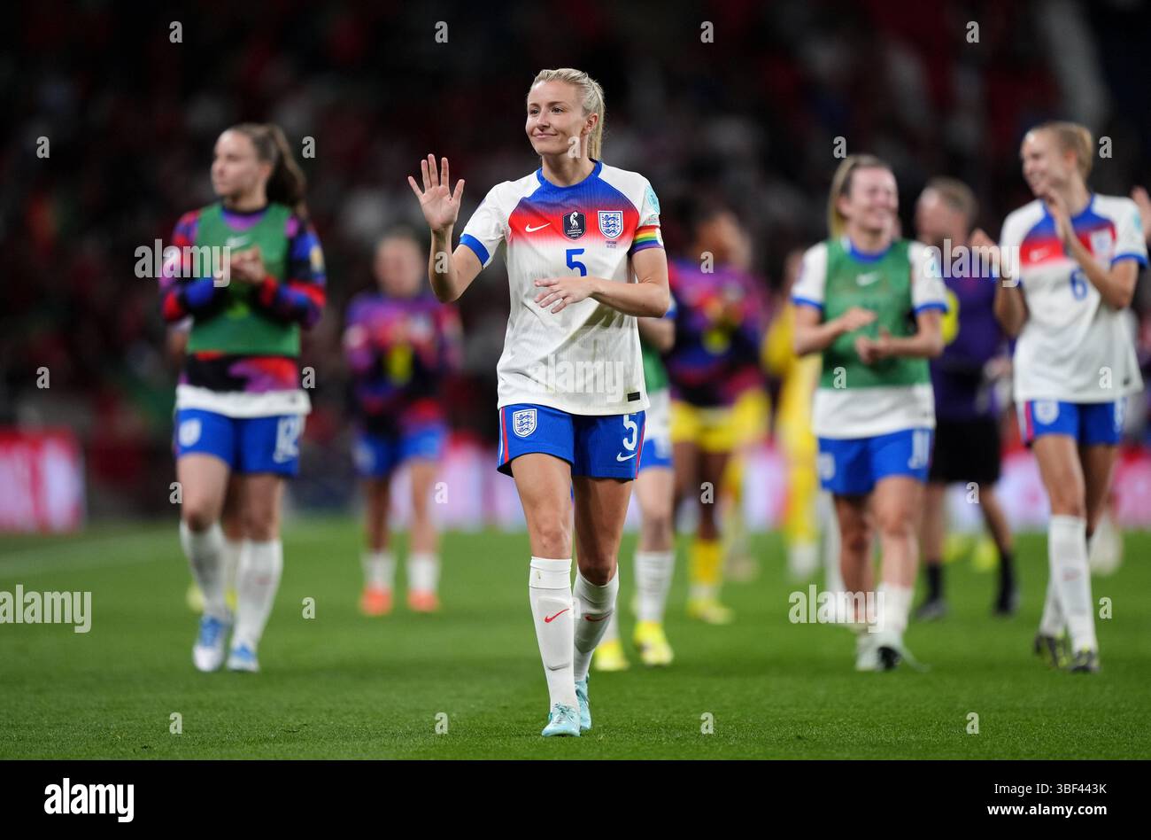 England's Leah Williamson and team-mates celebrate the win after the ...