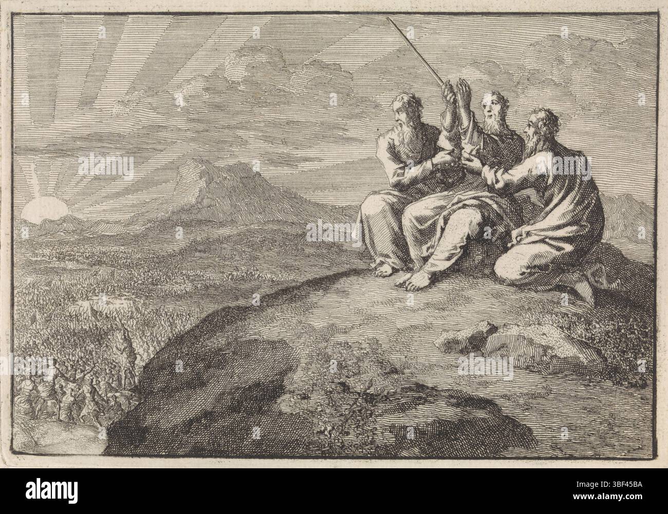 Amsterdam, Mortier, Pieter (I), Haarlem, Luyken, Jan, Aaron and Chur struts Moses' hands during ...