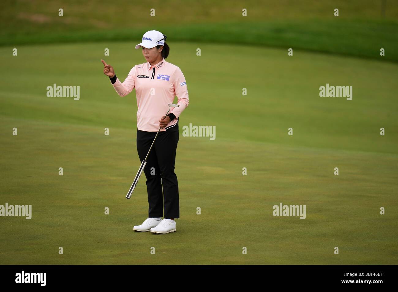 Jin Hee Im, of South Korea, reacts to her putt on the 17th hole during ...