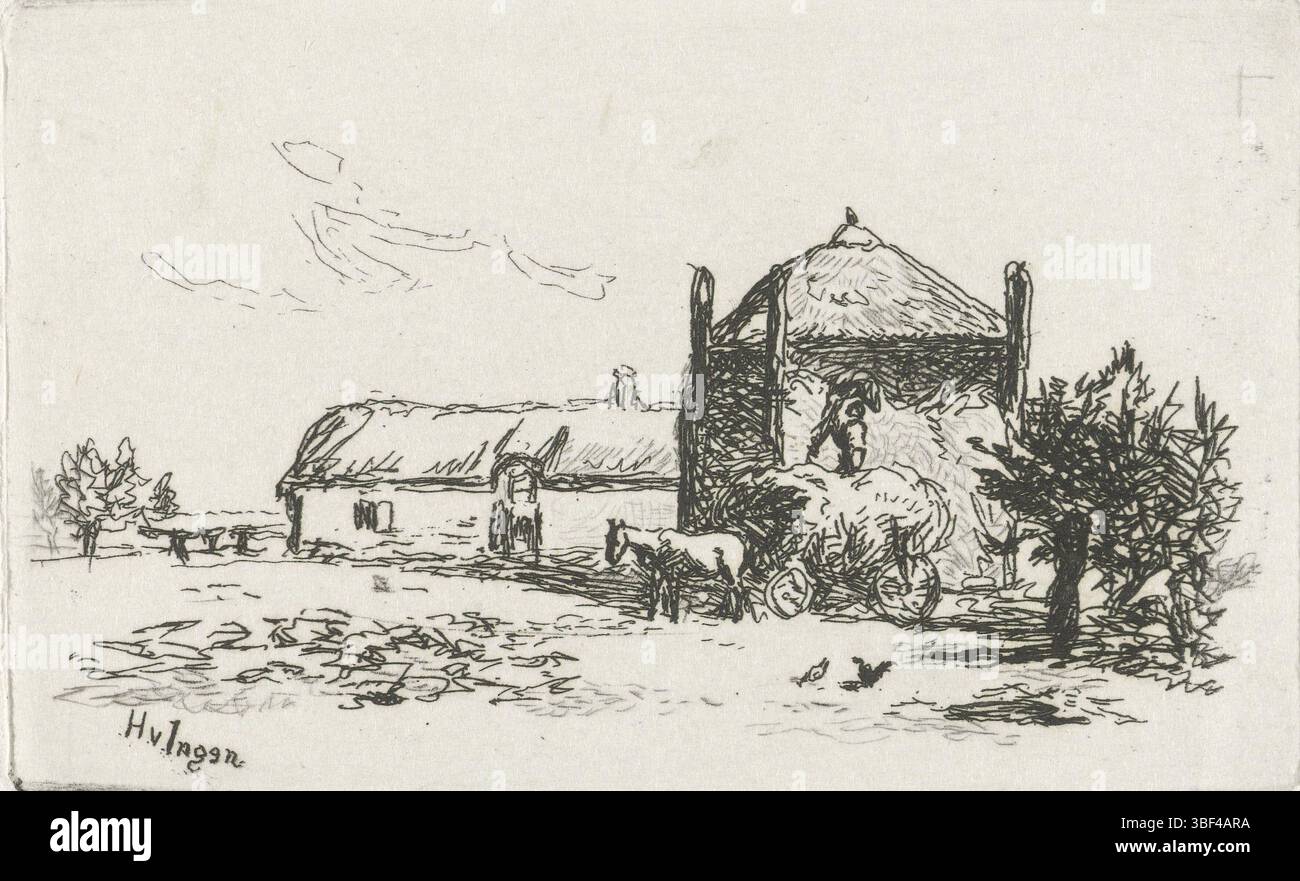 Poughkeepsie, The Hague, Ingen, Henry van, Farm with haystack, verso ...