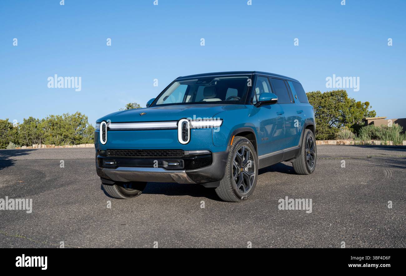 May 30, 2025. 2025 Rivian R1S. Rivian blue paint. Santa Fe, New Mexico ...