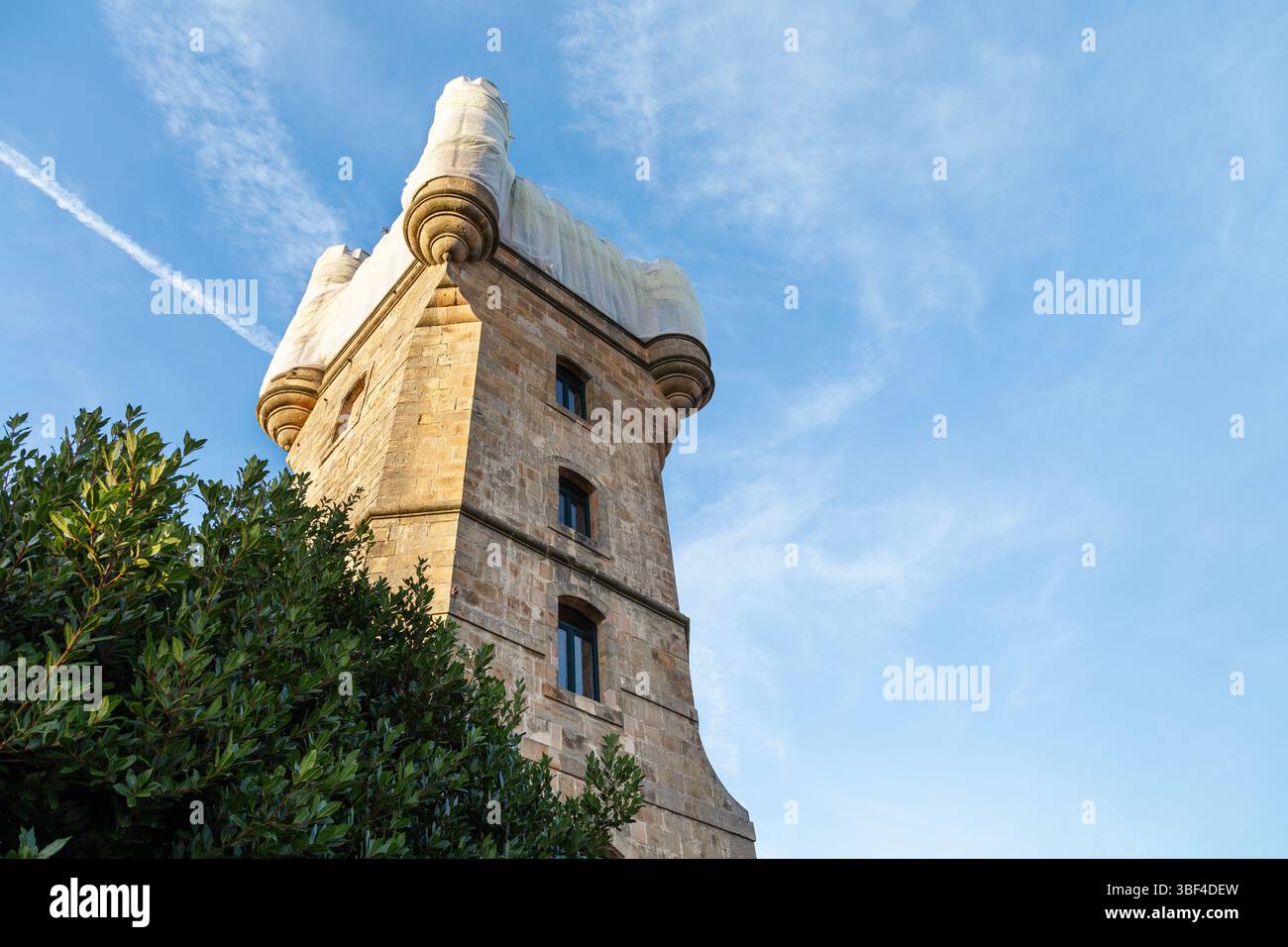 Old 18th century firewood lighthouse tower at Monte Igueldo Amusement ...