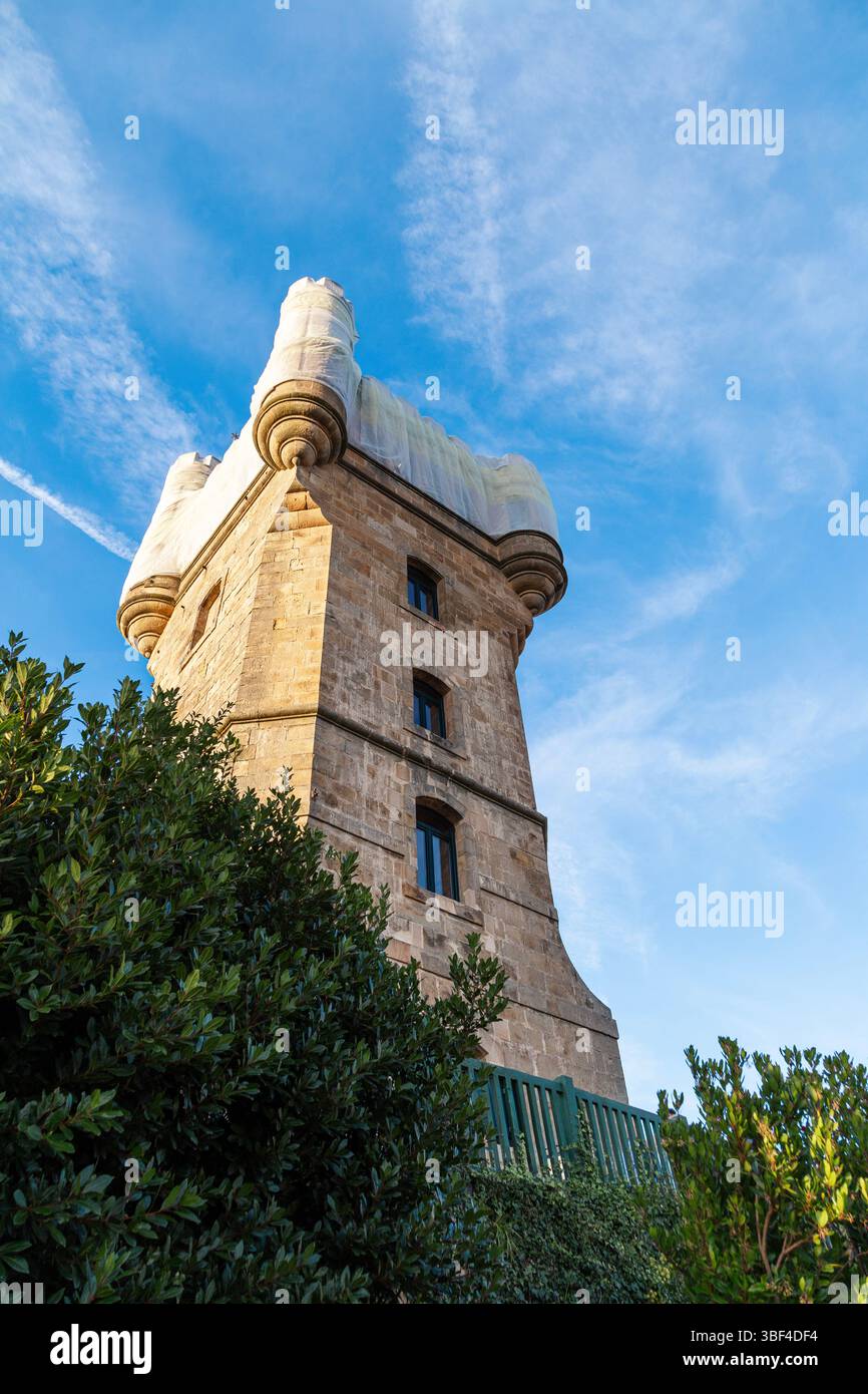 Old 18th century firewood lighthouse tower at Monte Igueldo Amusement ...