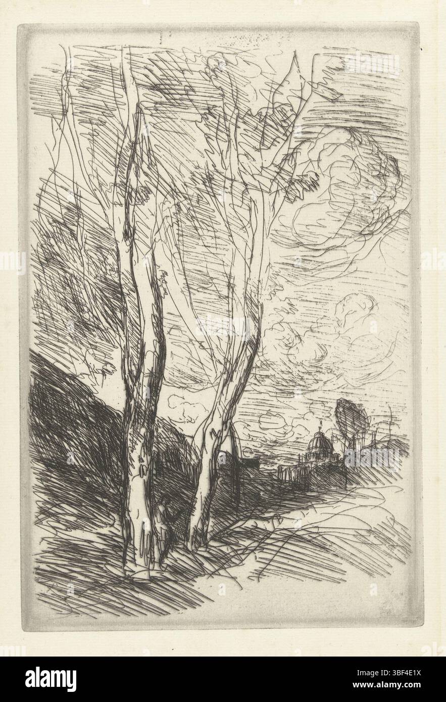 Corot, Camille, Corot, Le Dôme Florentin, Italian landscape with a view ...