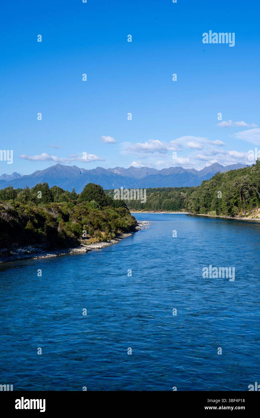 Overlooking the Waiau River from the Rainbow Reach Bridge at the end of ...