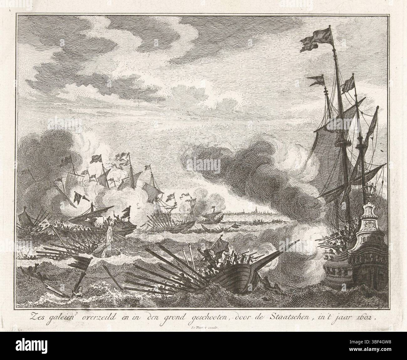 Amsterdam, Tirion, Isaak, Fokke, Simon, Amsterdam, Six galleys sailed ...