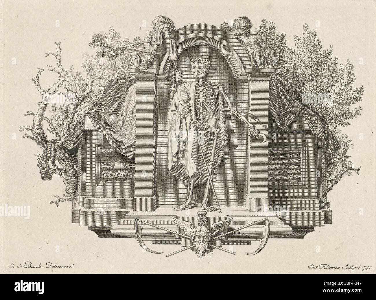 Bosch, John de, Folkema, Jacob, Virtues and vice, Vignet with the personification of Death ...