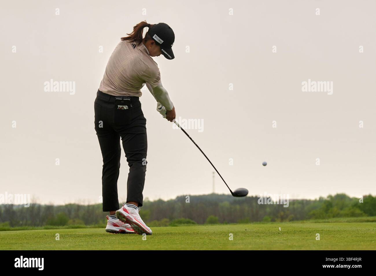 Hinako Shibuno, of Japan, hits from the 15th tee during the second ...