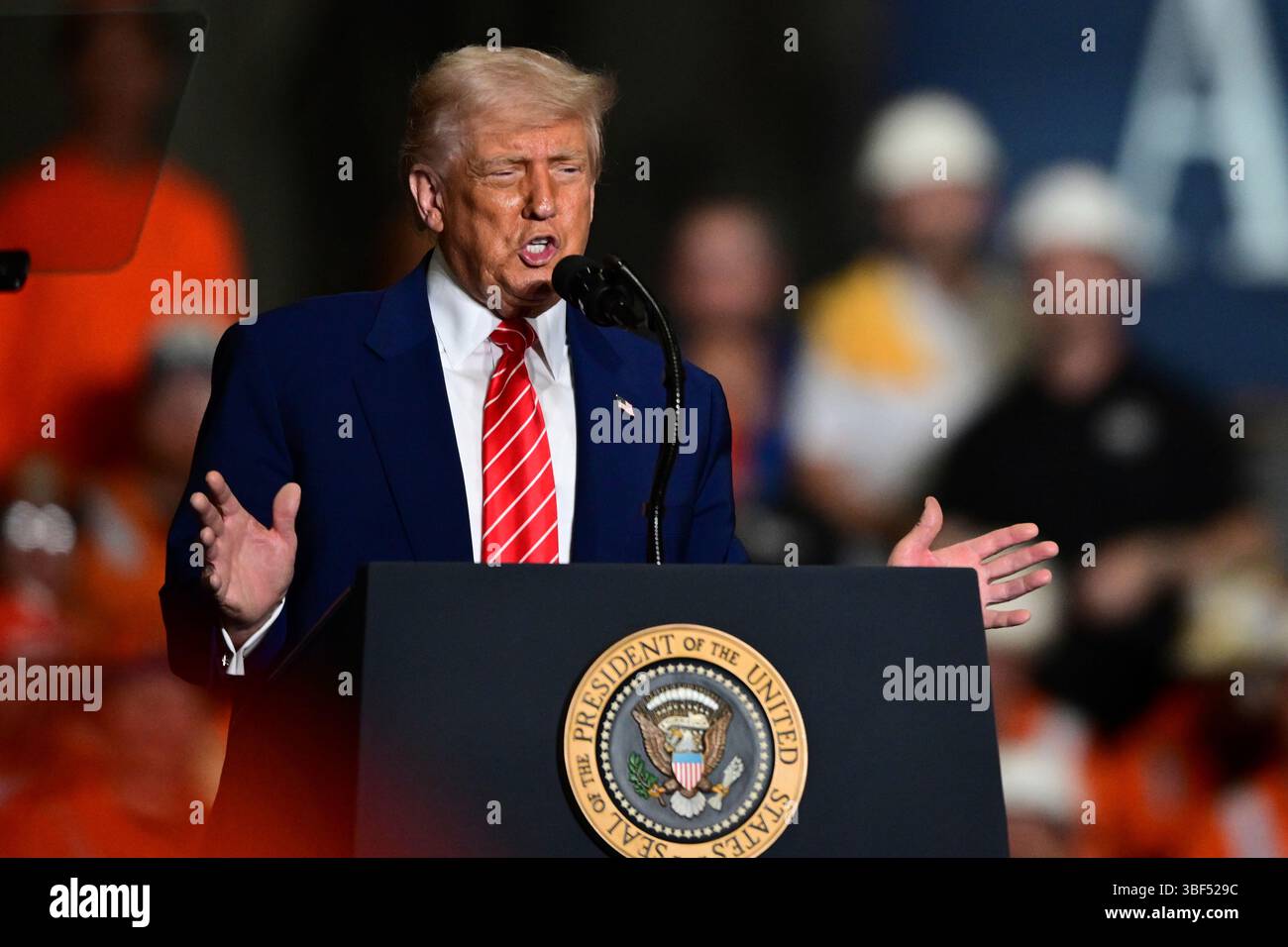 President Donald Trump speaks at the U.S. Steel Mon Valley Works-Irvin ...