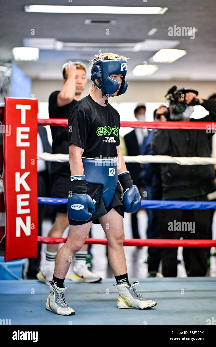 Tenshin Nasukawa of Japan during a public workout at Teiken Boxing Gym ...