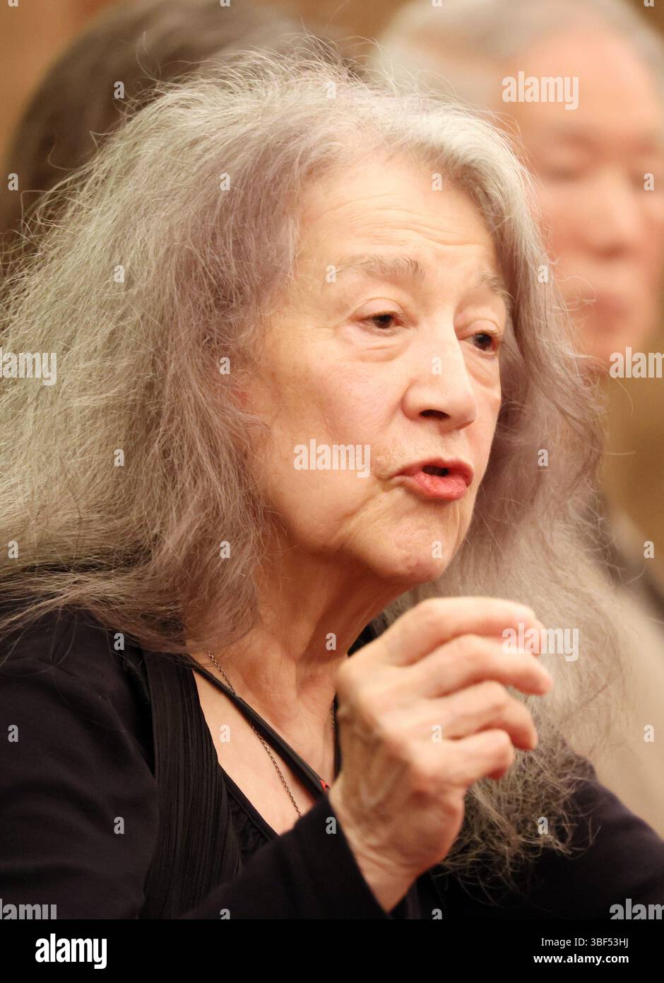 Tokyo, Japan. 30th May, 2025. Legendary Argentine pianist Martha Argerich speaks at the Japan ...