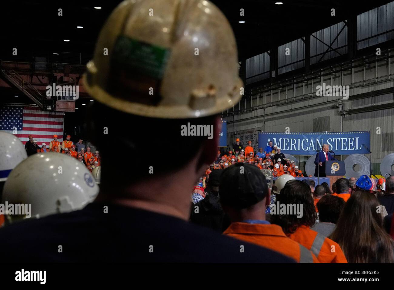 President Donald Trump speaks at U.S. Steel Corporation's Mon Valley ...