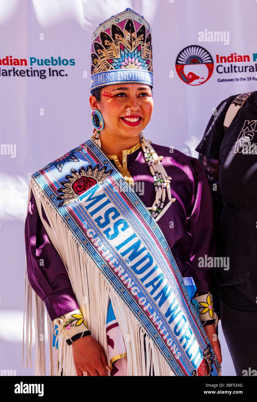 Native American Indian Miss Indian World at pow wow; Indian Pueblo ...