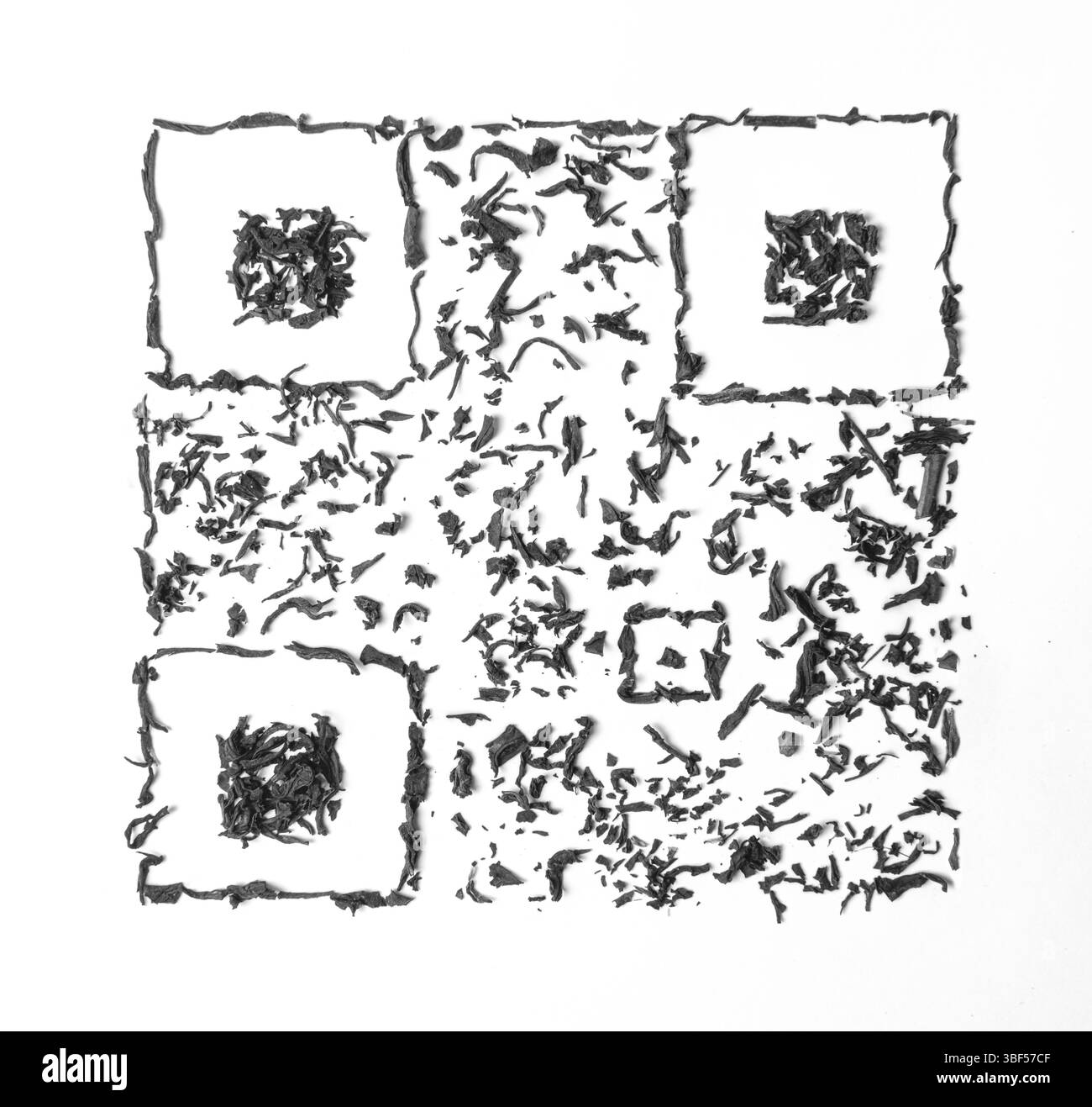 Quar code made from dry tea leaves, on white background Stock Photo - Alamy
