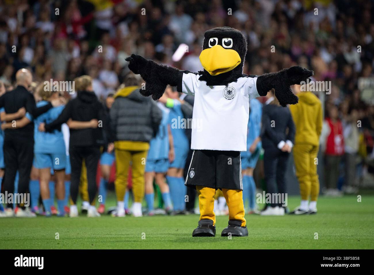 Mascot Paule celebrates, feature, symbolic photo, border motif, UEFA ...