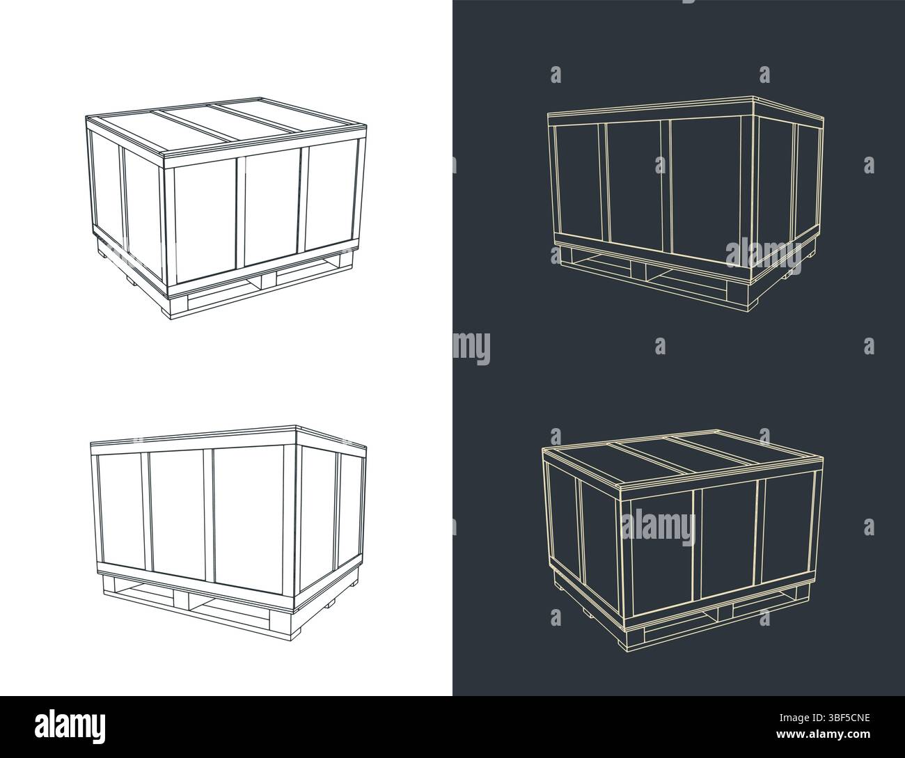 Large wooden shipping crate stylized vector illustrations Stock Vector ...