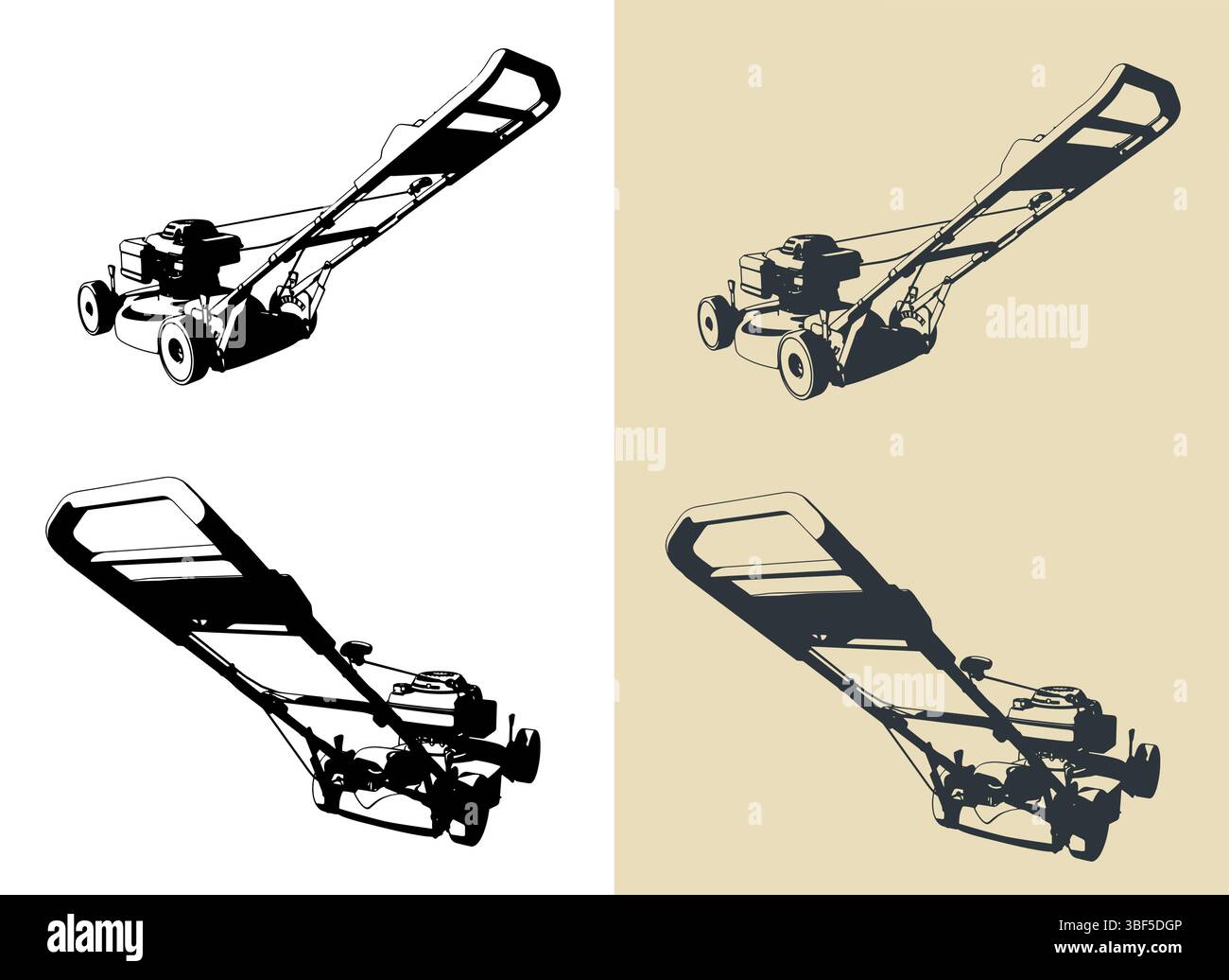 Hand push mower Stock Vector Images - Alamy