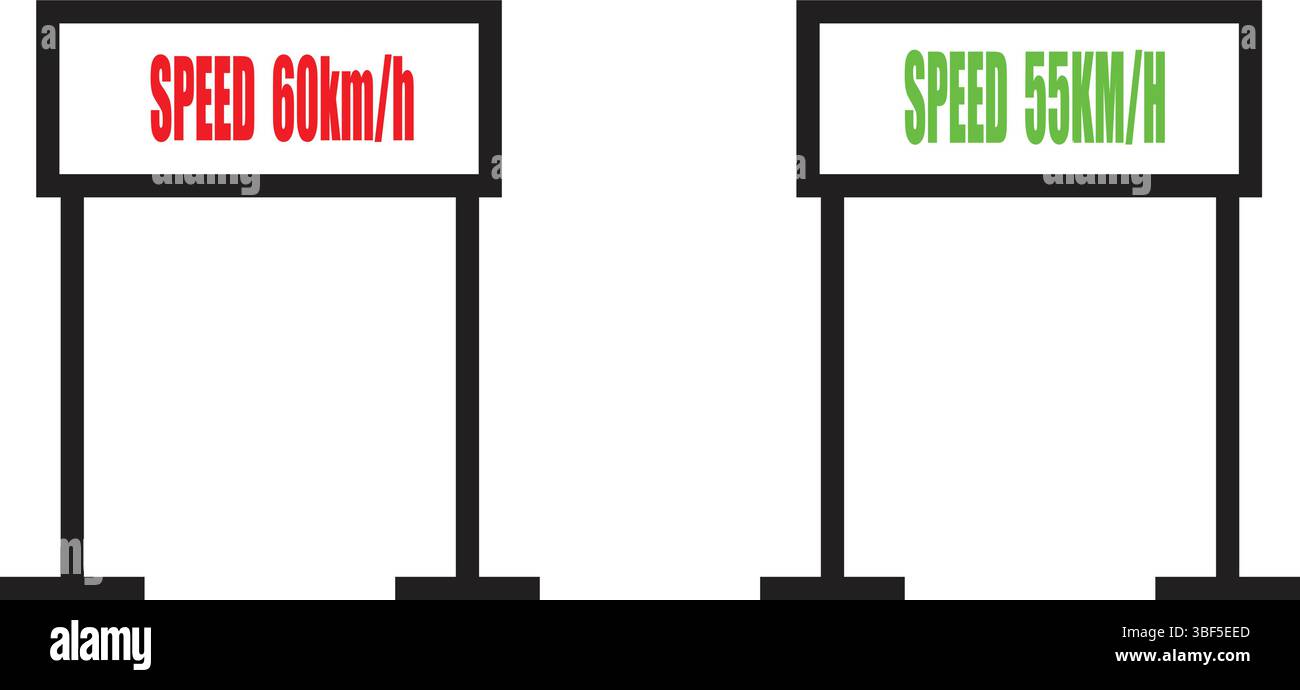 Speed limit board set with bold text and twin poles for road signs and ...