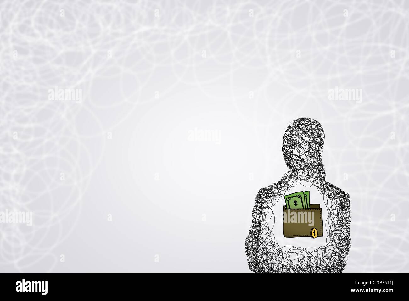 Drawn silhouette of business person and wallet inside chest Stock Photo ...