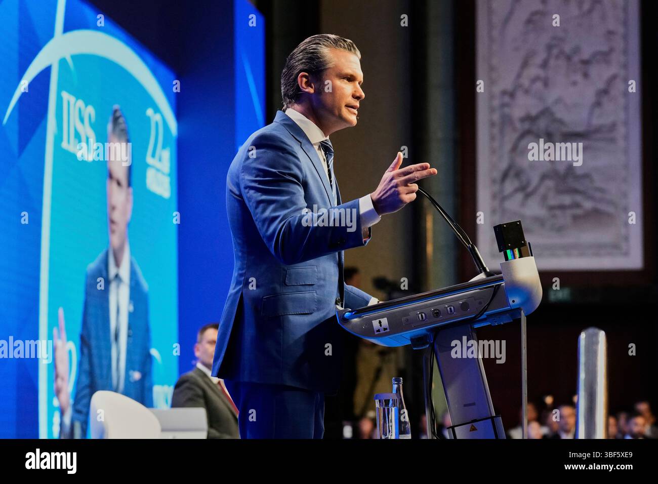 U.S. Defense Secretary Pete Hegseth delivers his speech during 22nd ...