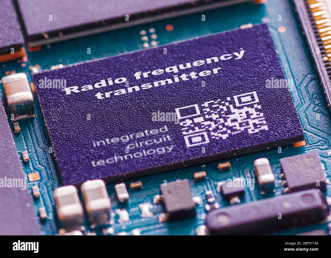 Radio frequency transmitter. Converts electrical signals into radio ...