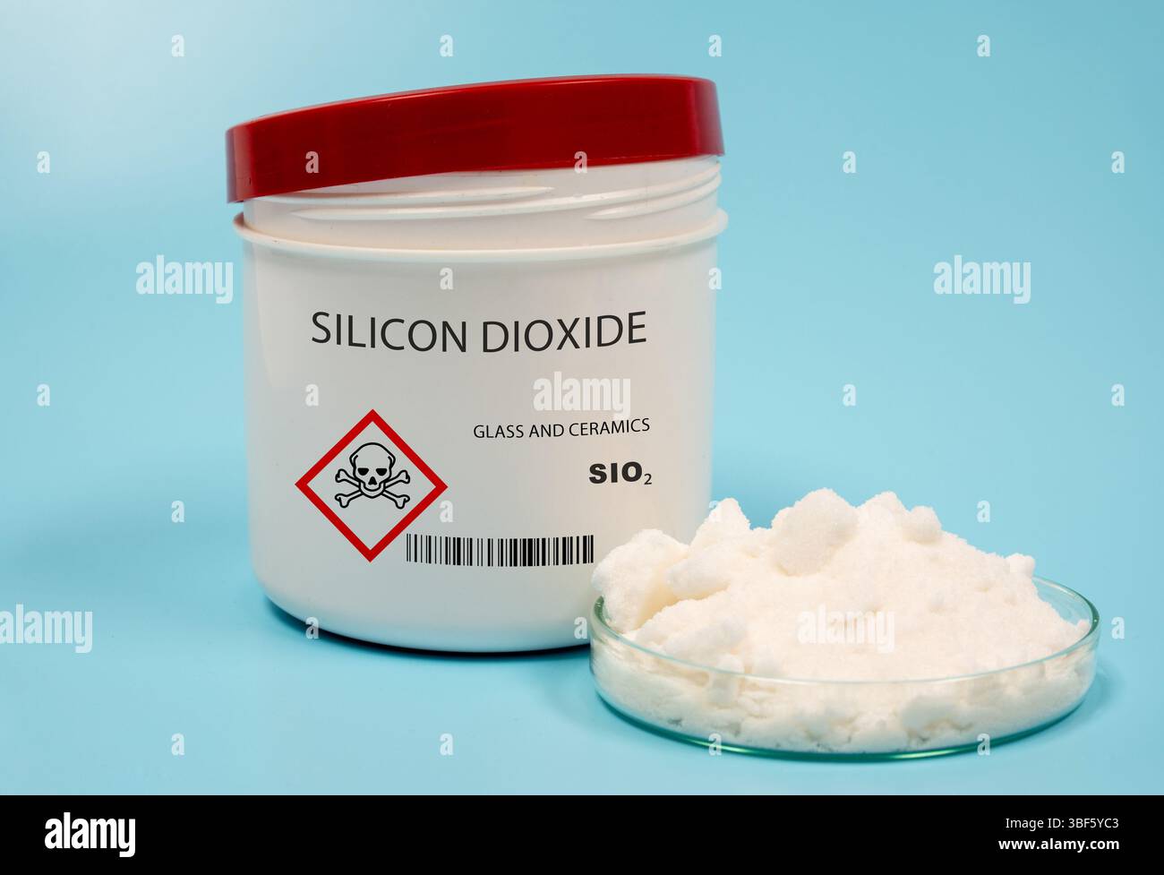 Silicon dioxide (SiO2). Used in glass making and as a food additive ...