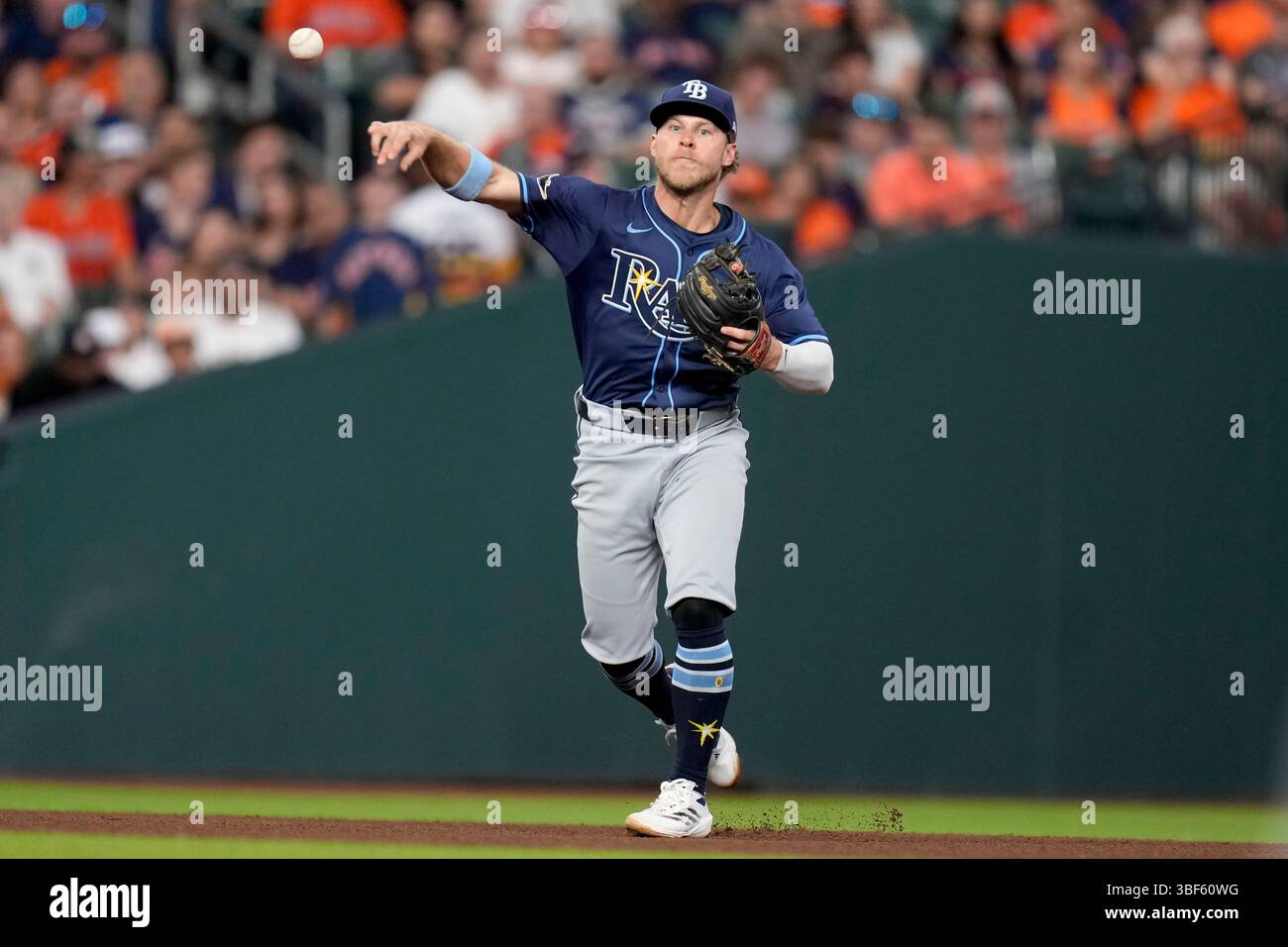 Tampa Bay Rays shortstop Taylor Walls throws out Houston Astros' Jeremy ...