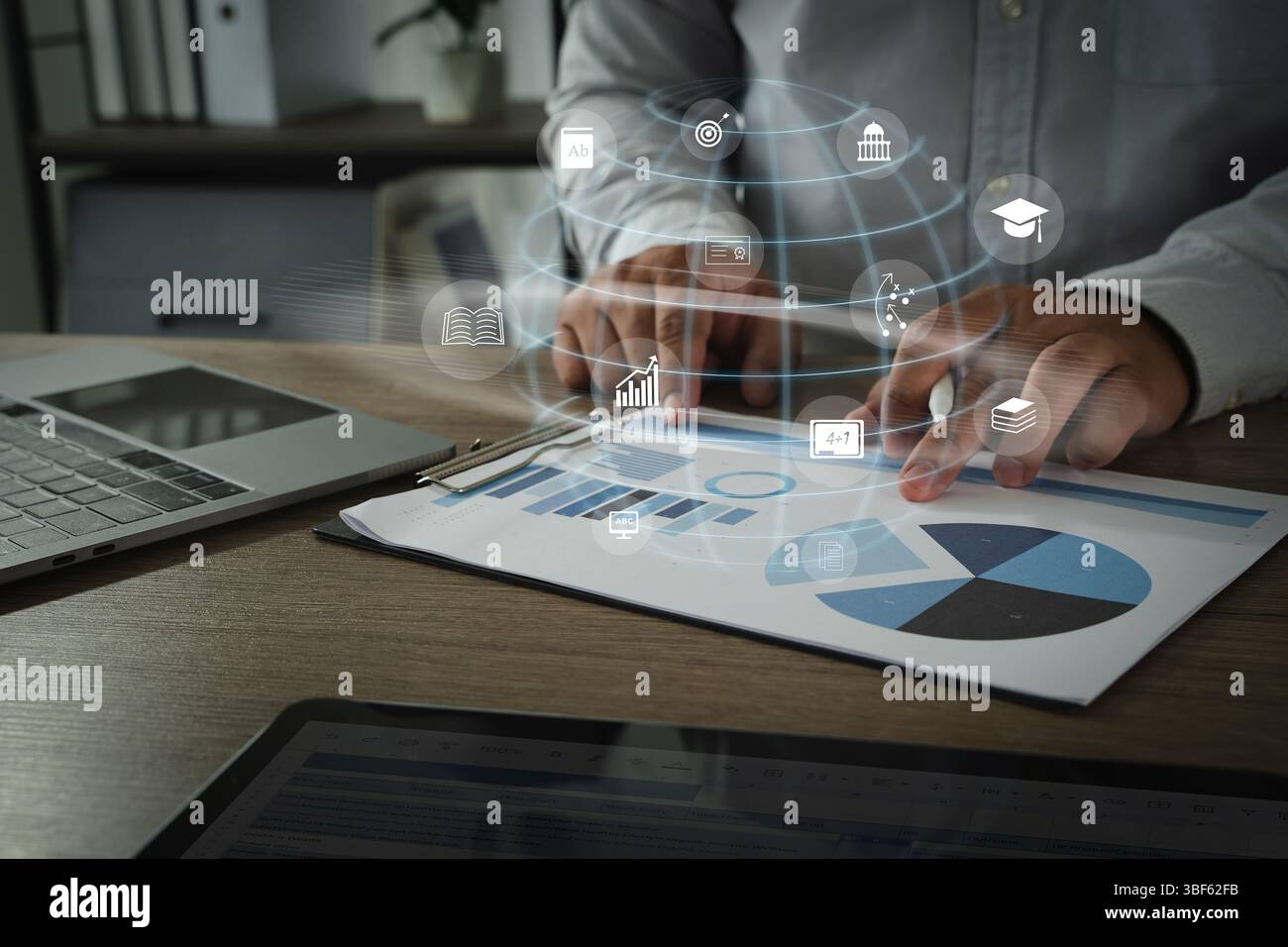 Analyzing digital data graphs person hi-res stock photography and ...