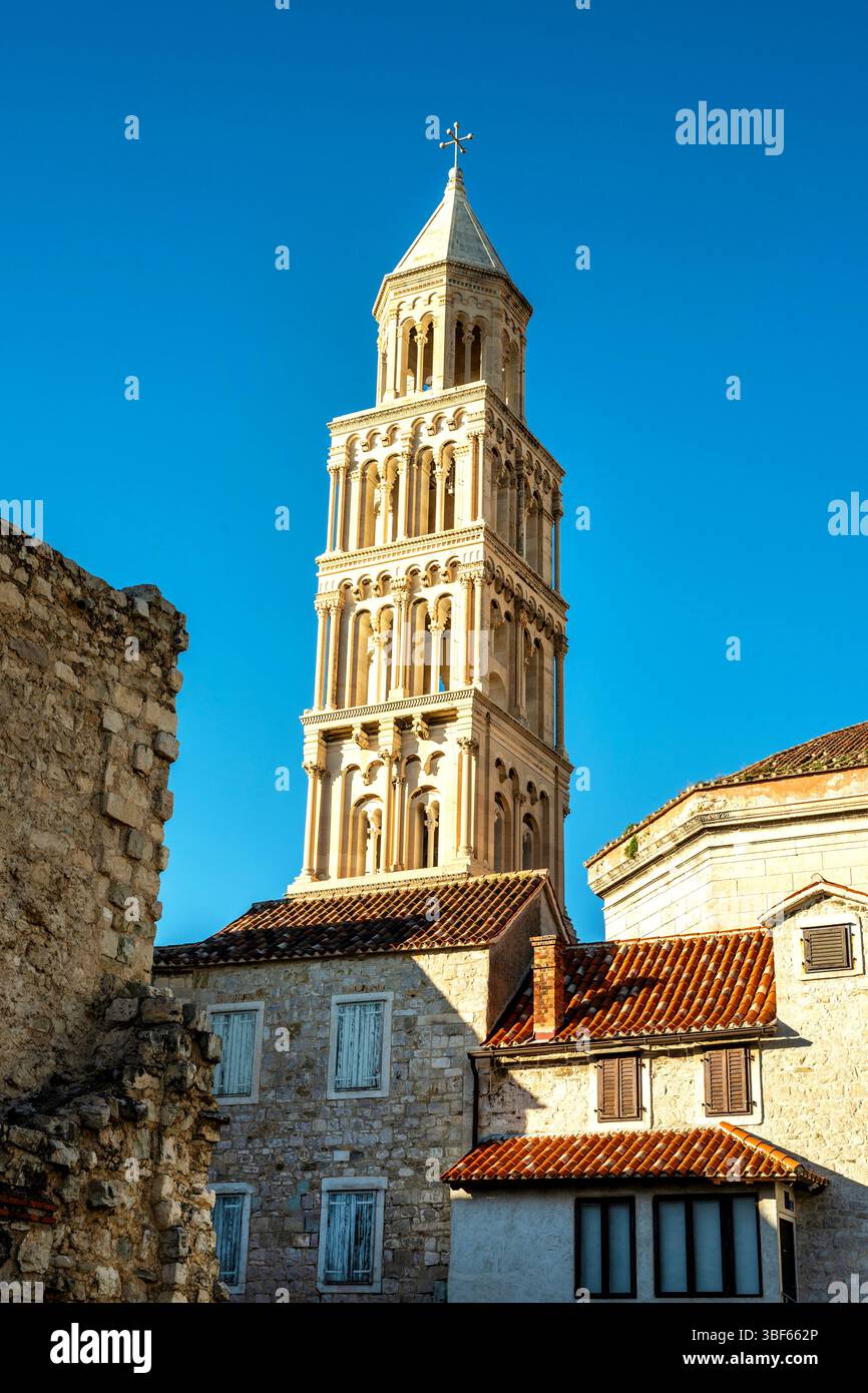 Romanesque bell tower of the Cathedral of Saint Domnius in Split ...