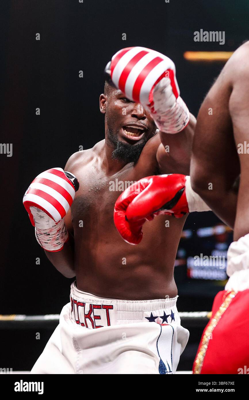 May 30, 2025: (L-R) Heavyweight Joshua Edwards punches Alexander Rhodes ...
