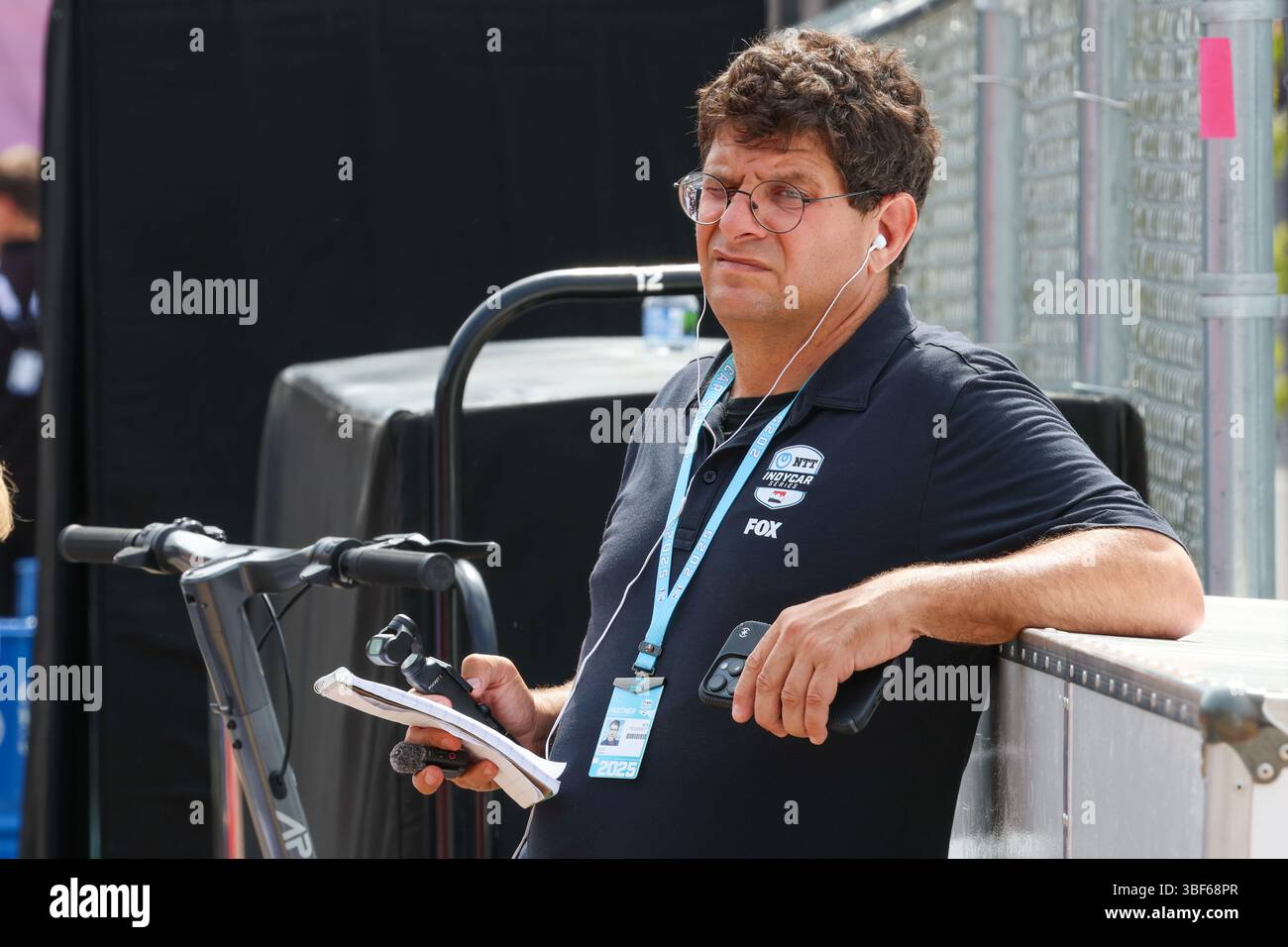 May 30th, 2025: Fox motorsports reporter Bob Pockrass looks on during ...