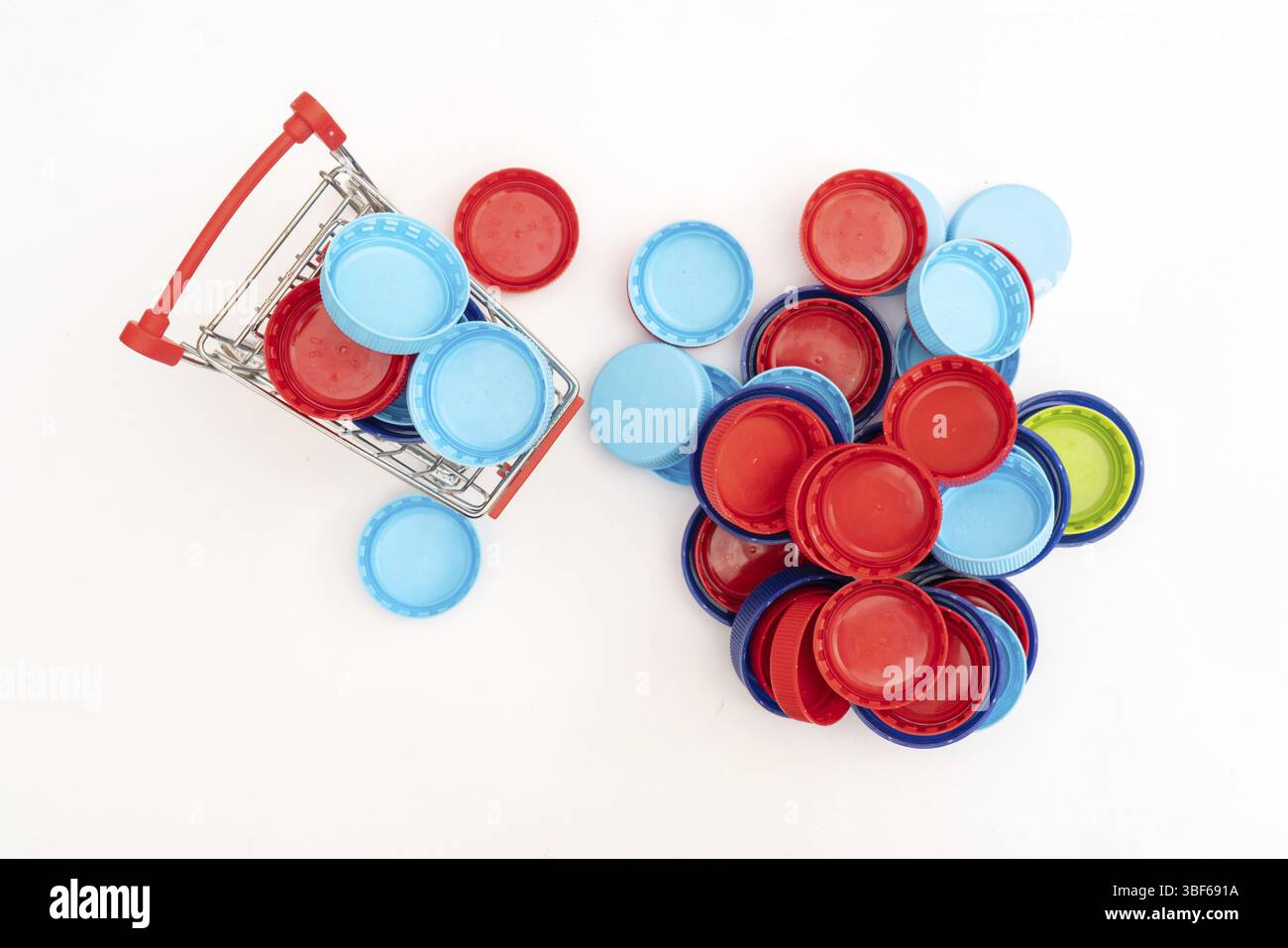 Plastic bottle caps. Separate garbage collection. Waste disposal Stock ...