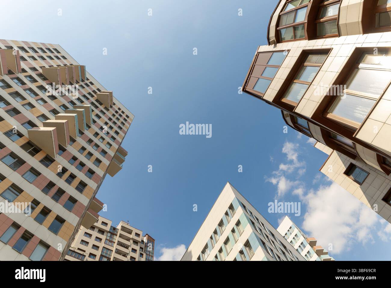Typical residential high-rise buildings. Bottom view. angle Stock Photo ...