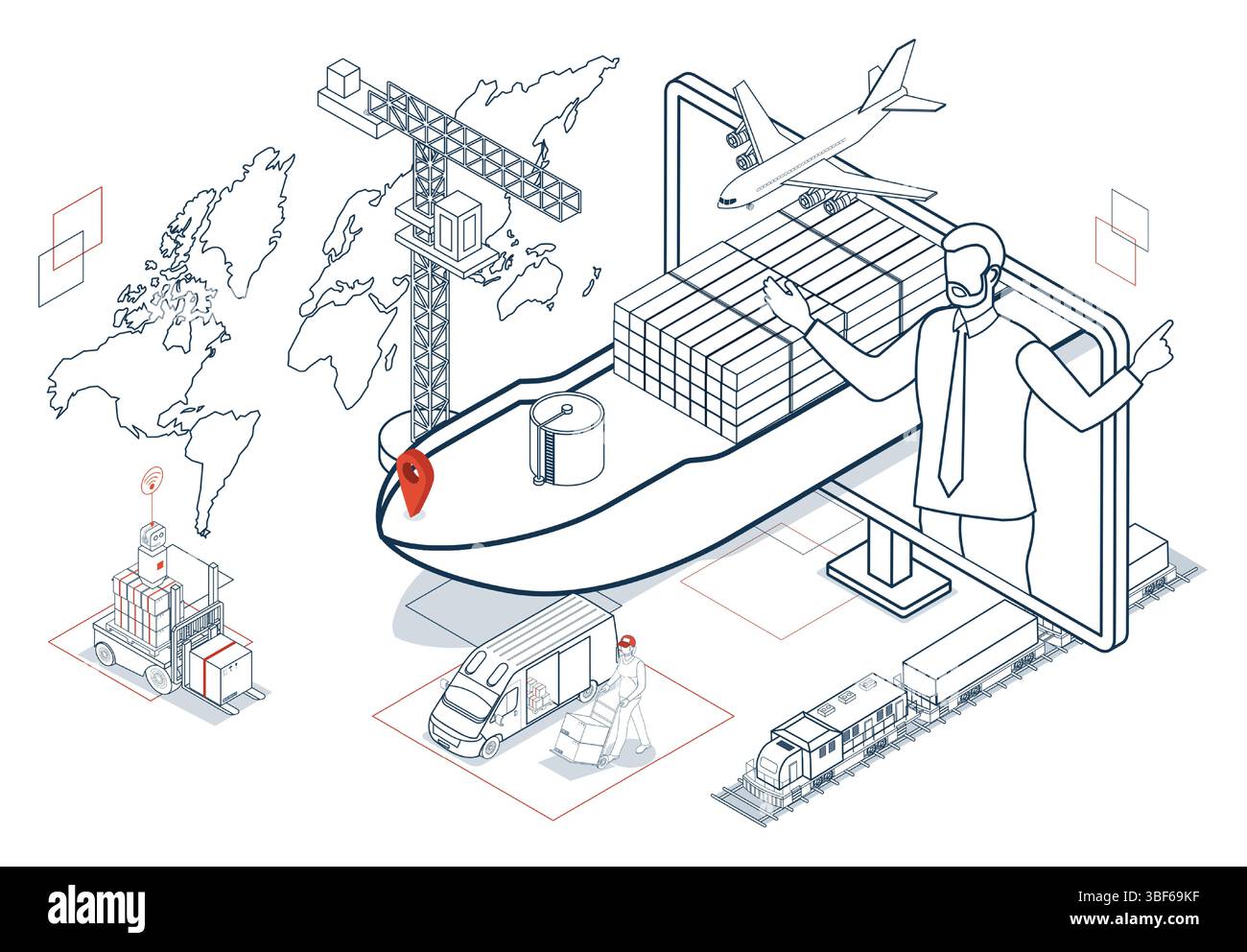 Large crane ships sea Stock Vector Images - Alamy