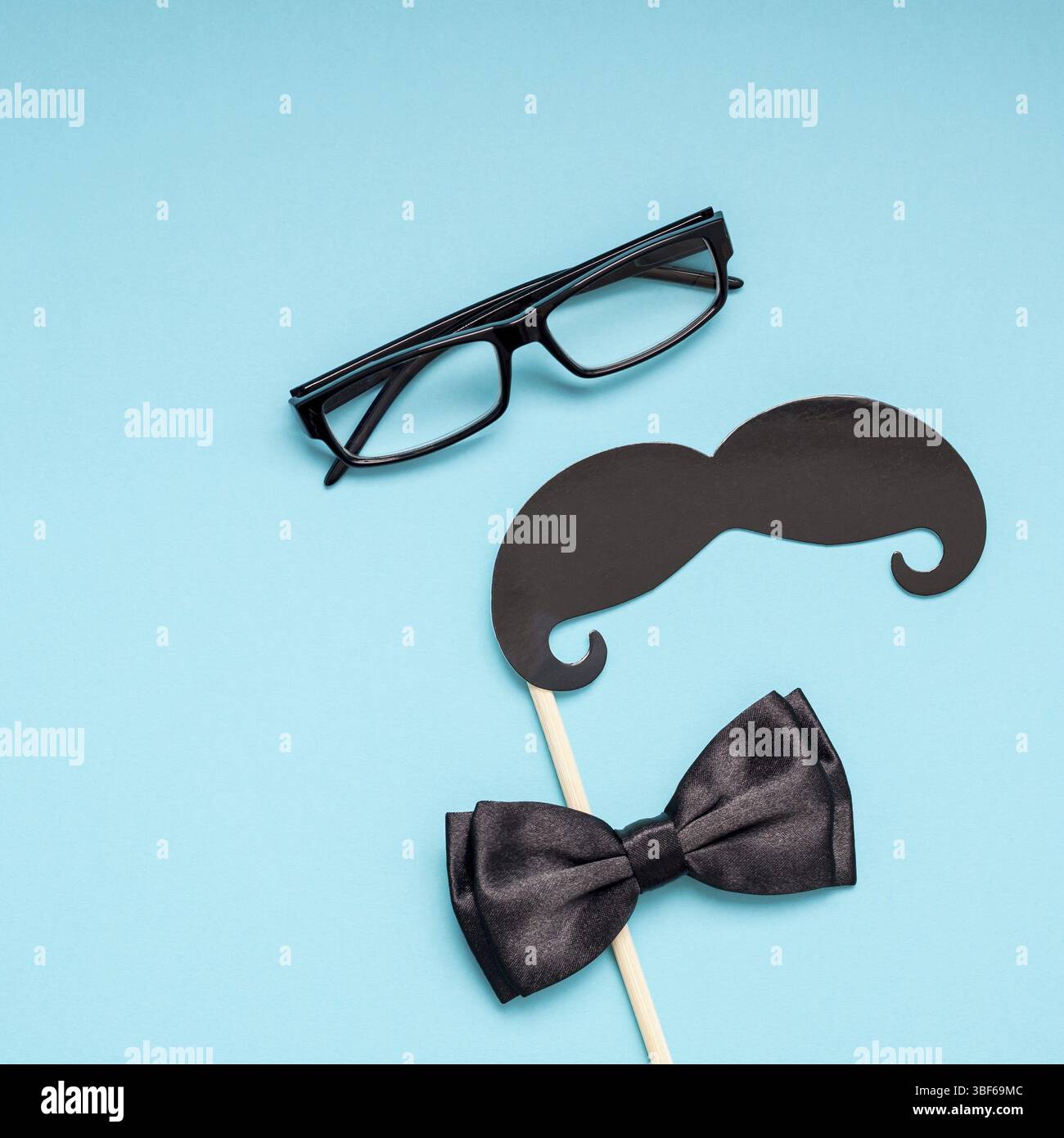 Creative square flatlay overhead top view retro black paper photo booth ...