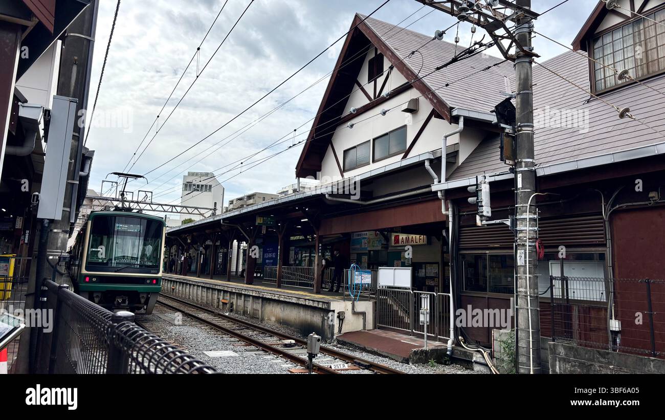 An Enoden (Enoshima Electric Railway) at the Enoshima Station Stock ...