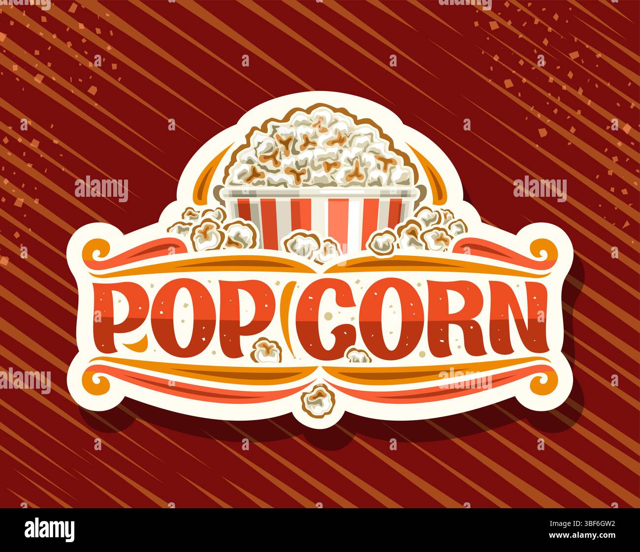 Vector logo for Pop Corn, decorative cut paper sign board with cartoon ...