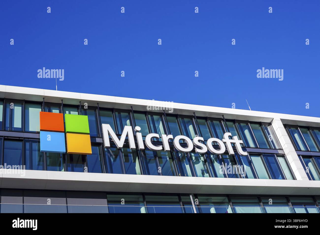 MUNICH, GERMANY - DECEMBER 26, 2018: Microsoft logo at the company ...