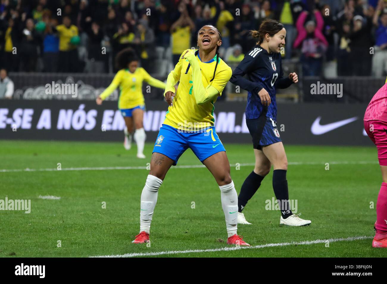 Kerolin of the Brazil women's national team celebrates her goal during ...