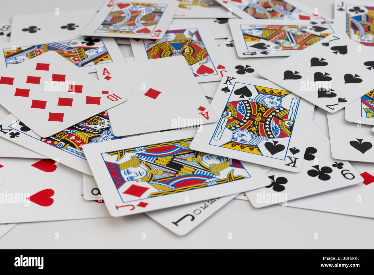 Mixed playing cards selective focused on King and Ace cards Stock Photo ...