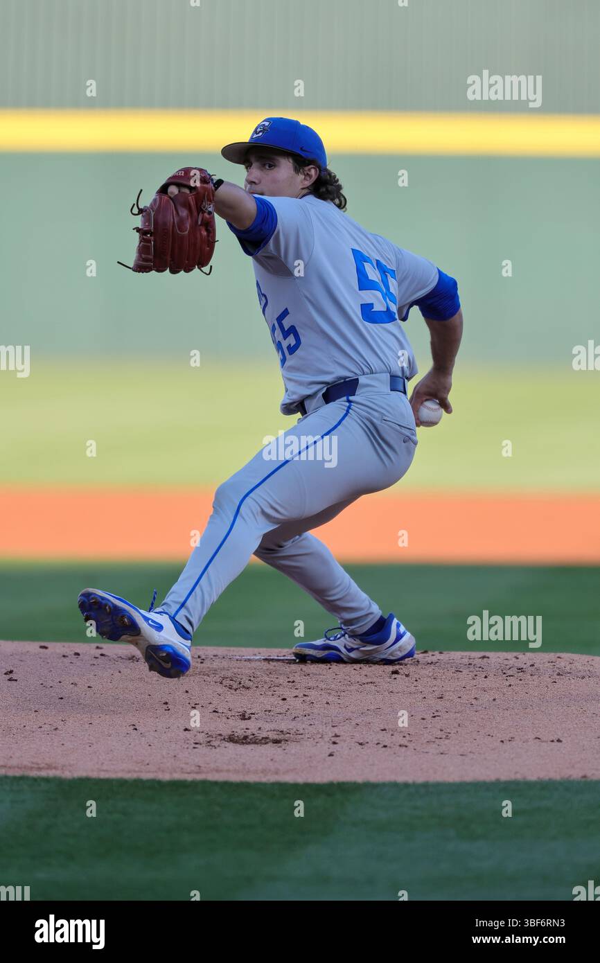 May 30, 2025: Dominic Cancellieri (55) Creighton pitcher in action on ...