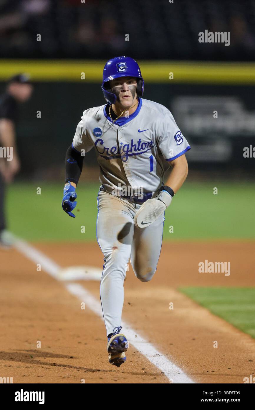 May 30, 2025: Creighton base runner Nolan Sailors (1) makes his way ...