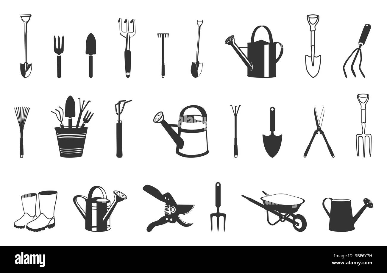 Gardening tools svg, Garden tools silhouette, Garden tools svg ...
