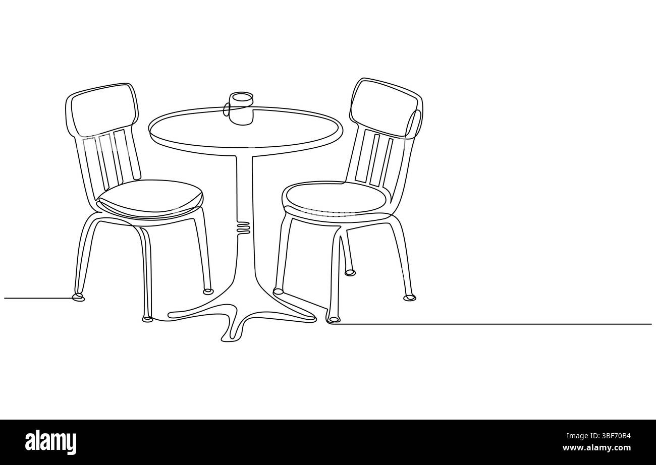 Minimalist Living Space Chair, Table, and Lamp in Line Art, Minimalist ...